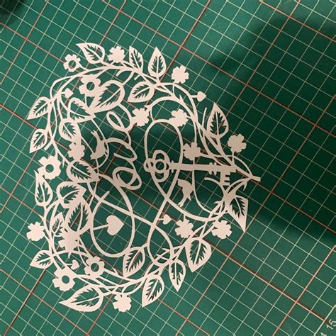 Papercut Template Love Key To My Heart Valentines Wedding Pdf Jpeg