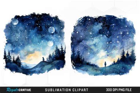 Watercolor Stargazing Clipart Png Design Graphic By Regulrcrative