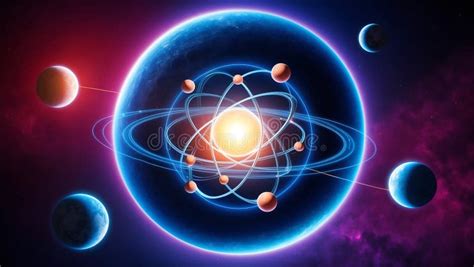 Atomic Structure In Space A Visual Representation Of Quantum Physics Stock Illustration