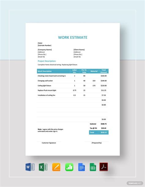 Editable Freelancer Estimate Templates In Pdf To Download
