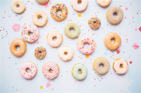 Premium Photo Assorted Donuts On A Pastel Background