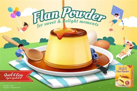 Premium Vector Caramel Instant Flan Powder Promo