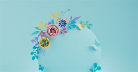 3d 렌더링 추상 파란색 꽃 배경 화려한 종이 꽃 식물 아치와 라운드 보드 상점 제품 진열장 빈 연단 빈 받침대 둥근 무대 빈 포스터 모형 사진