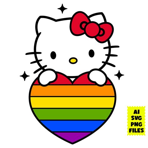 Pride Heart Hello Kitty Svg Rainbow Hello Kitty Svg Hello Inspire