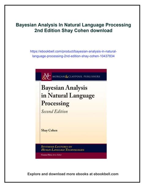 Bayesian Analysis In Natural Language Processing 2nd Edition Shay Cohen
