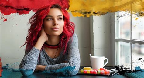 Premium Photo Inspiring Female Artist With Red Hair Contemplative