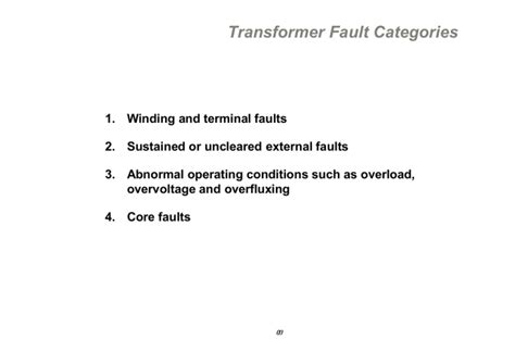 Transformer Fault Categories