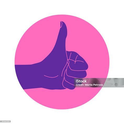 분홍색 원 안에 엄지손가락을 위로 올리는 윤곽선이 있는 손 기호를 승인하고 좋아합니다 벡터 그림 동의에 대한 스톡 벡터 아트 및