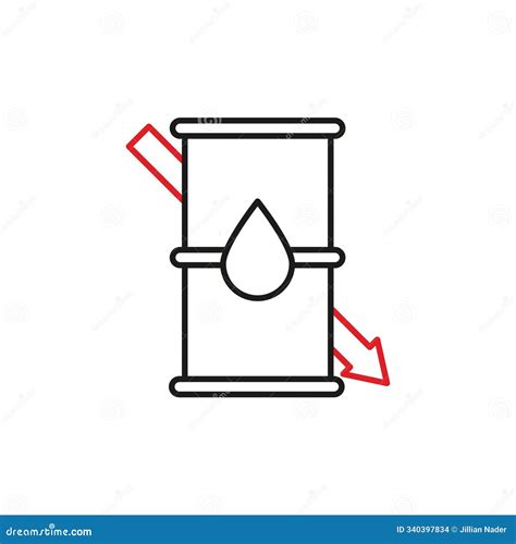 Crude Oil Price Decraese Icon Flat Line Symbol Set Stock Illustration