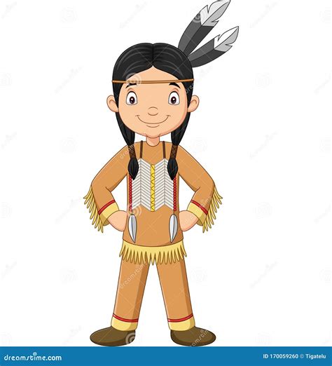 Cartoon Native American Indian Character Illustration Clipart