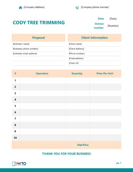 Free Tree Trimming Estimate Templates Word Excel