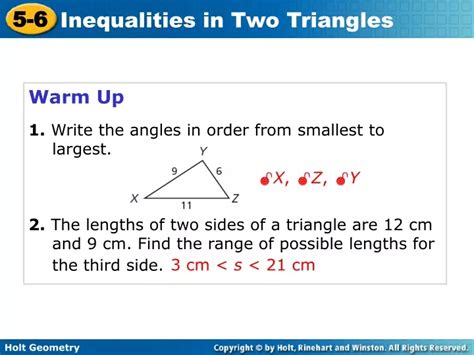 ppt warm up 1 write the angles in order from smallest to largest powerpoint presentation