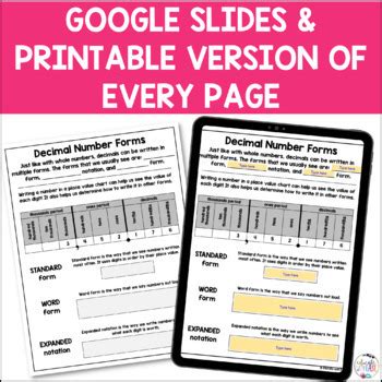 Decimal Place Value GUIDED MATH NOTES Number Forms Comparing Rounding Powers