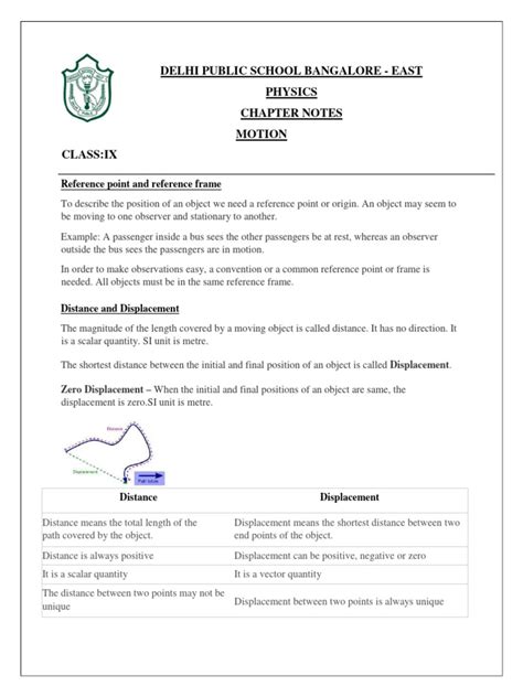 Physics Motion Notes Pdf Velocity Acceleration