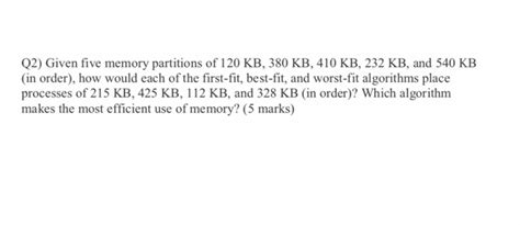Solved Q Given Five Memory Partitions Of KB KB Chegg