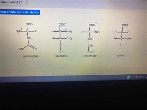 Solved Question 6 Of 27 Four Amino Acids Are Shown COO Chegg
