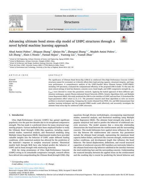 Pdf Advancing Ultimate Bond Stress Slip Model Of Uhpc Structures Through A Novel Hybrid