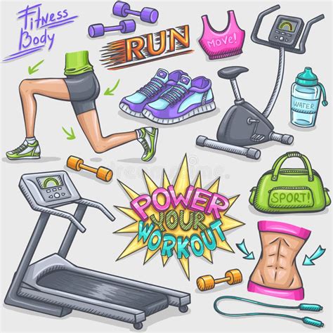 Gym Doodles Set Stock Vector Illustration Of Doodles 43112572