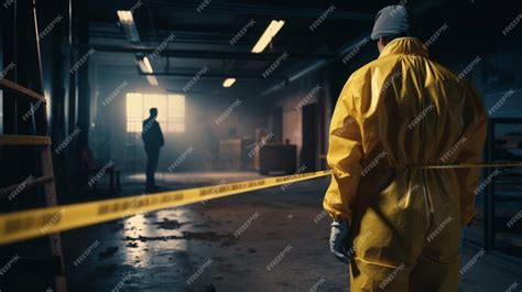 Premium Photo Forensic Police Investigator Collecting Evidence At The