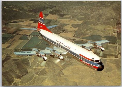 Airplane Ansett Ana Australian National Airways Lockhead L 188a Electra Postcard Australia