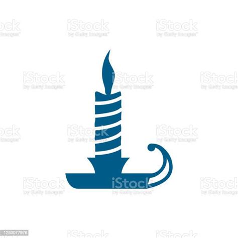 흰색 배경에 촛불 파란색 아이콘 블루 플랫 스타일 벡터 일러스트레이션 공휴일에 대한 스톡 벡터 아트 및 기타 이미지 공휴일 교회 기념관 Istock