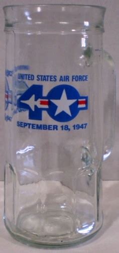 Fisher Nuts United States Air Force 40th Anniversary Glass Mug Mugs Cups