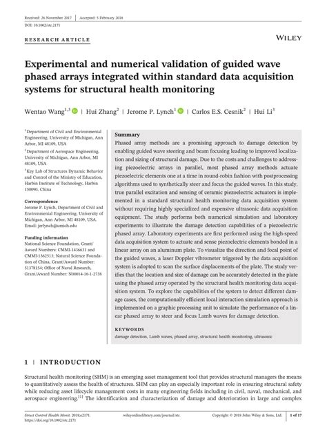 Pdf Experimental And Numerical Validation Of Guided Wave Phased Arrays Integrated Within