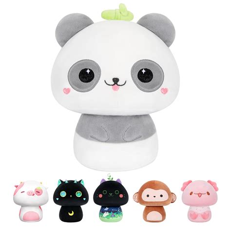 Mewaii 14 Soft Gray Panda Mushroom Pillow Stuffed Animal Plush