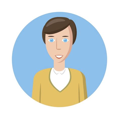 흰색 배경에 고립 된 만화 스타일의 남자 아바타 아이콘 백인 남자 아바타 프로필 사진 프리미엄 벡터