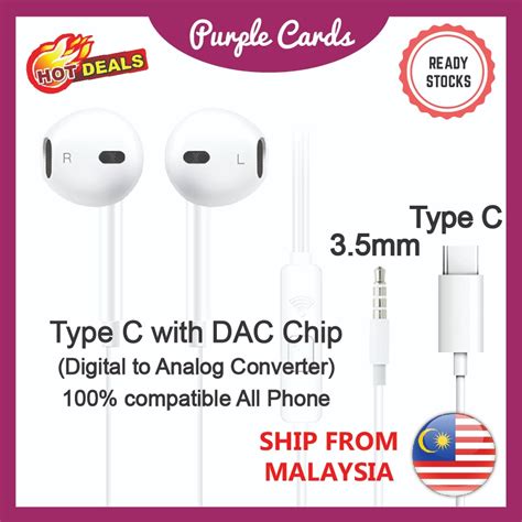 Earphone Type C With Dac Chip Handfree Type C Headset Type C Digital To Analog Converter