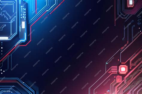 Premium Photo Circuits Blue And Red Gradient Digital Background