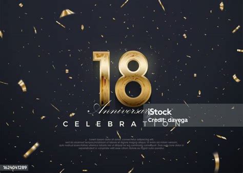 18주년 기념 행사 고급스럽고 반짝이는 금색의 벡터 3d 디자인 인사말과 축하를 위한 프리미엄 벡터 배경입니다 18에 대한 스톡 벡터 아트 및 기타 이미지 Istock
