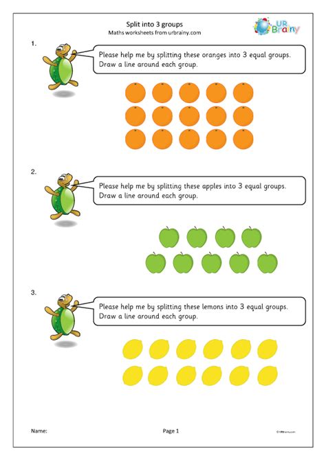 Split Into Groups Division Maths Worksheets For Year Age By