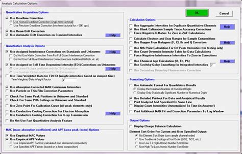 Analysis Options EPMA Xtreme Probe Documentation