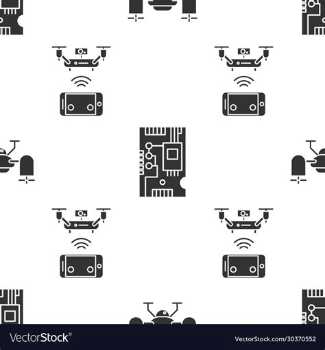 Set Drone Flying With Action Camera Electronic Vector Image