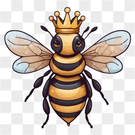 Download Cartoon Bee With Elegant Crown Cartoons Online Creative Fabrica