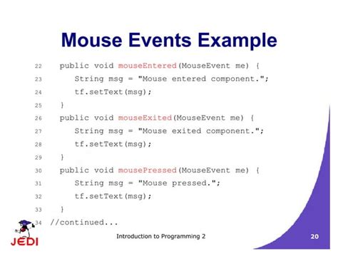 Jedi Slides Intro2 Chapter20 Gui Event Handlingpdf Programming