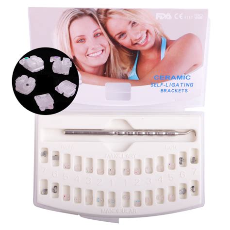 Dental Orthodontic Ceramic Active Passive Self Ligating Brackets Brace With Buccal Tubes