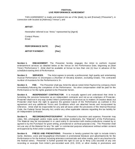 Live Performance Contract Template