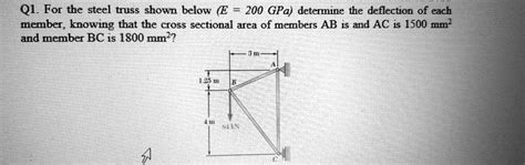 Q1 For The Steel Truss Shown Below E 200 Gpa Determine The Deflection Of Each Member