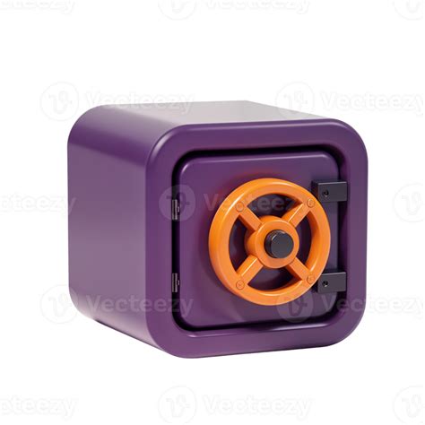 Purple Safe With Orange Dial For Secure Storage 57186029 Png