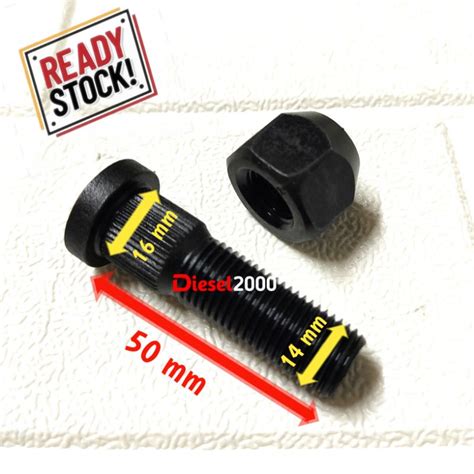 Jual 5PCS HUB BOLT NUT BAUT RODA MUR BELAKANG FORKLIFT TOYOTA KOMATSU