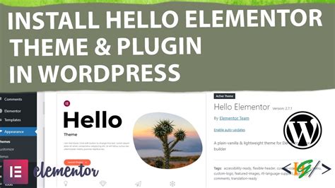 How To Install Hello Elementor Theme And Elementor Plugin In Wordpress Youtube