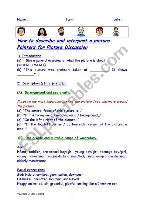 How To Describe And Analyse A Document Esl Worksheet By Véro33