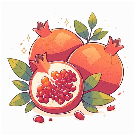Premium Vector Juicy Pomegranates Opened To Show Arils