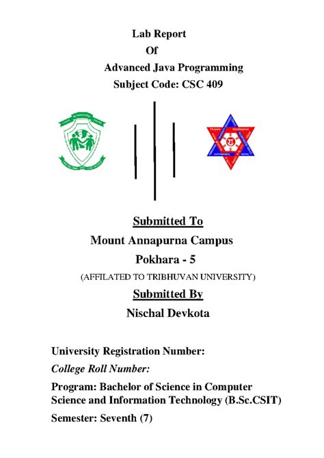 Java Lab Report Cover Very Good Numerical Methods Lab Report Of Advanced Java Programming