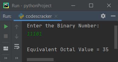 Python Program To Convert Binary To Octal