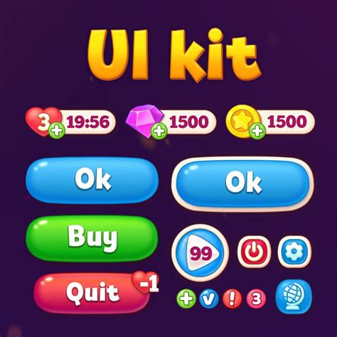 Ui Kit For Casual Game Roman Kuzmin Game Design Game Ui Design Game Ui