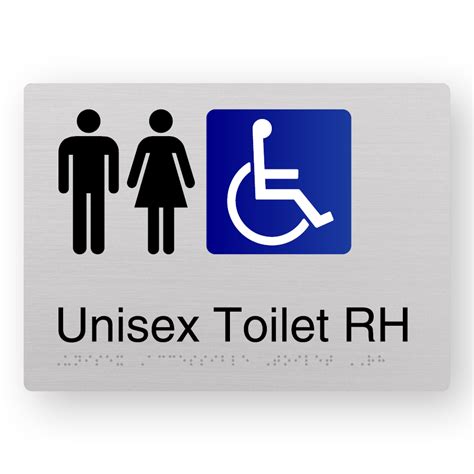Unisex Accessible Toilet Rh Braille Sign In Anodised Aluminium