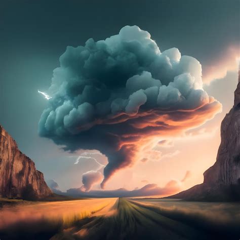 Premium Ai Image 3d Render Of Cloud With Lighting Ai Generated
